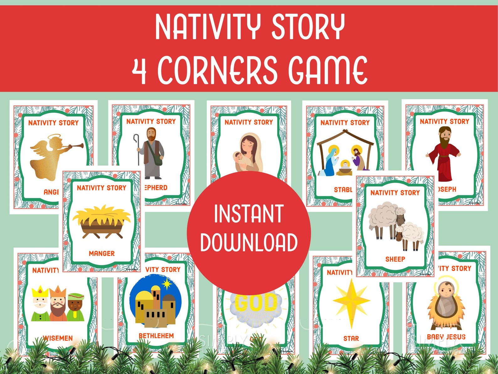 Nativity Story 4 Corners Game, Holiday Game, Church Game, Classroom ...