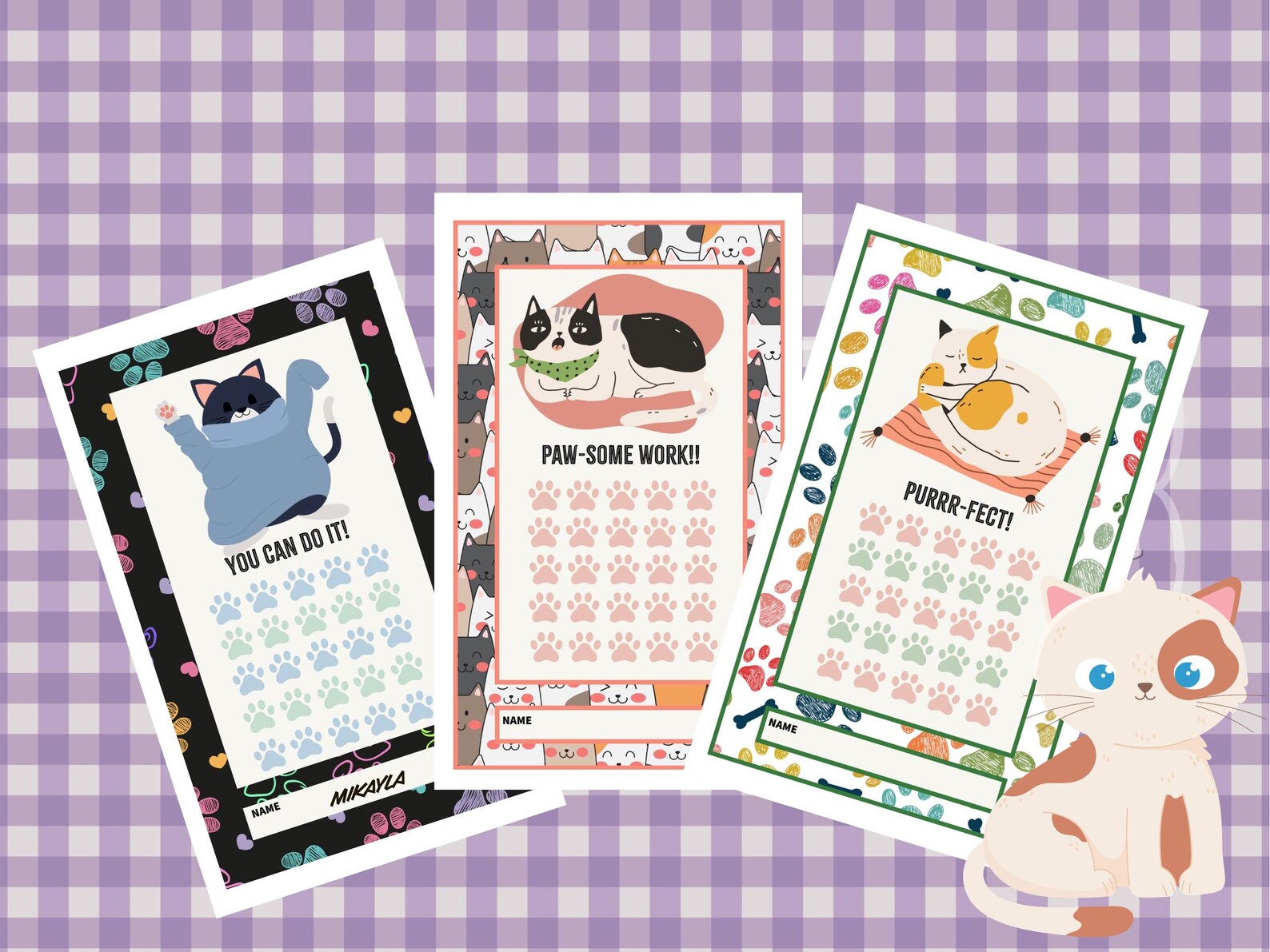 Whimsical Cat Classroom Incentive Charts | Kids Reward System ...