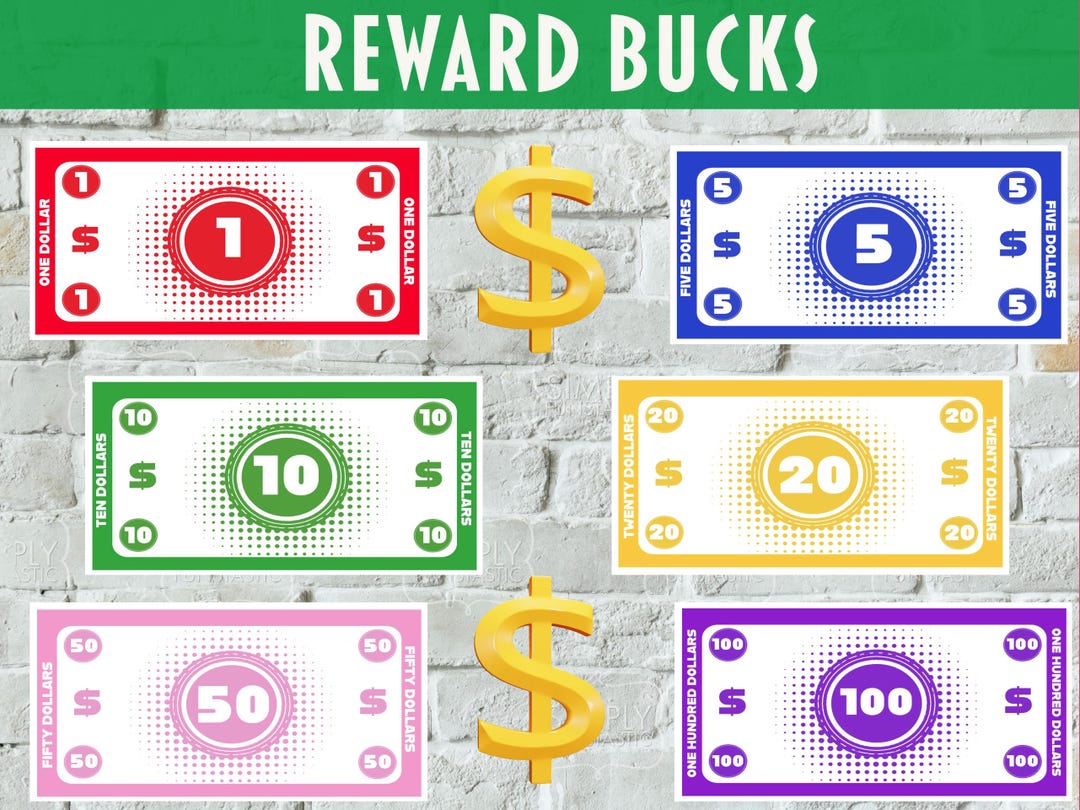 Reward Bucks Pretend Play Money Dollars Printable PDF Game Money ...