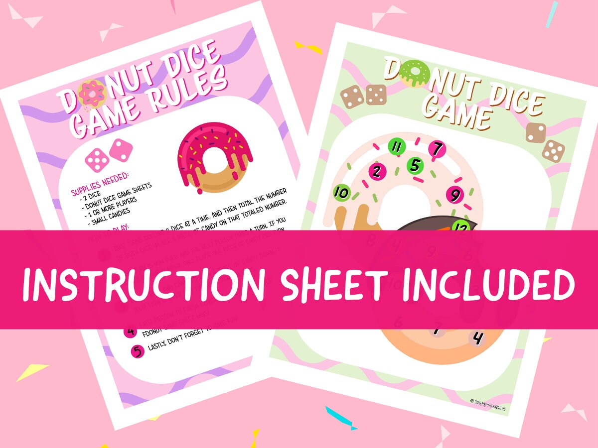 Donut Dice Game: Printable Party Game (digital Download) - Etsy