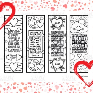 Color Your Bookmarks Love Bible Verses, Valentine Scripture Bookmarks ...