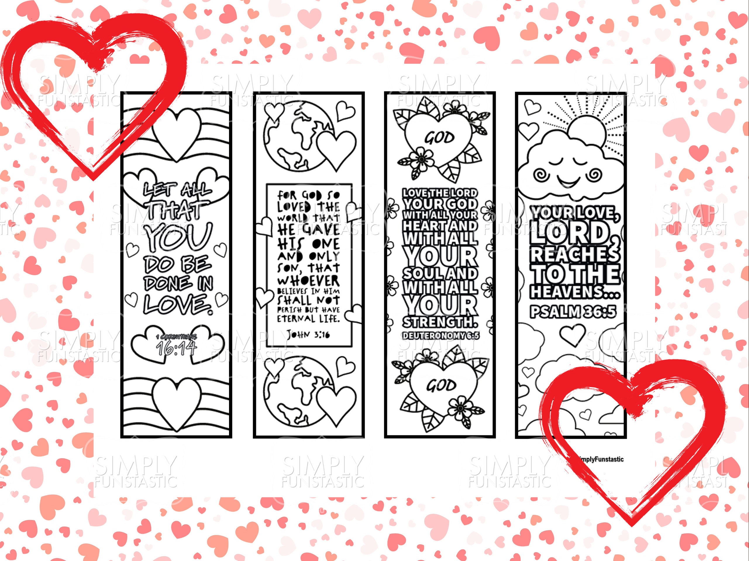 Color Your Bookmarks Love Bible Verses, Valentine Scripture Bookmarks ...