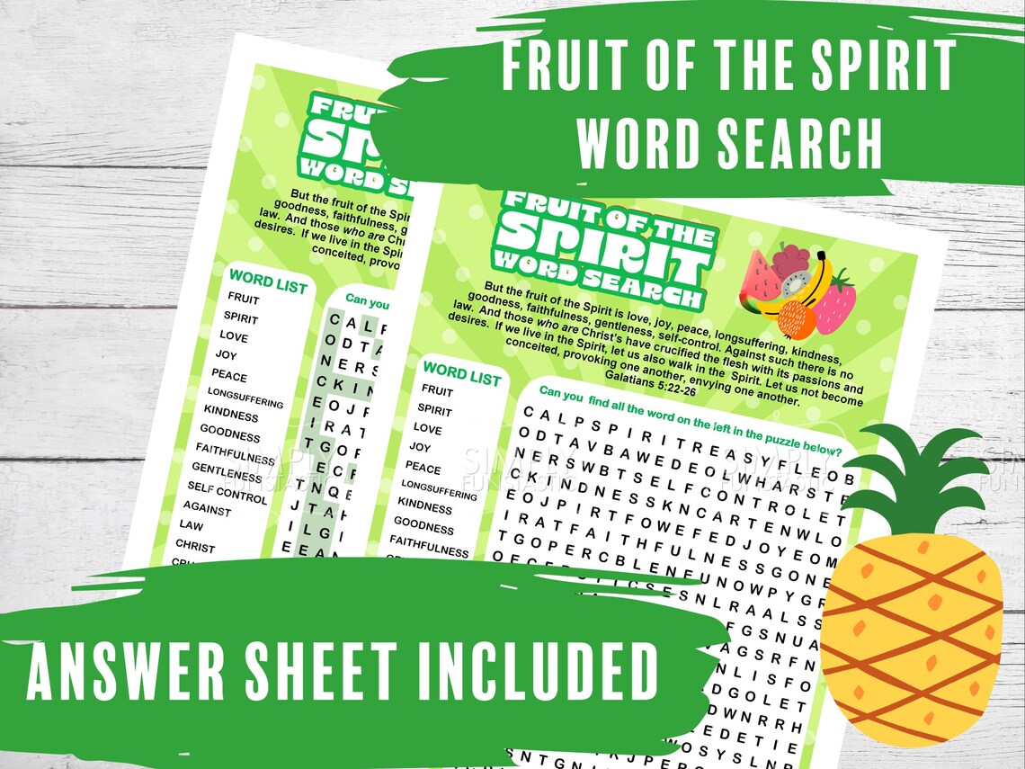 Fruit of the Spirit Bible Activity Pages, Fruit of the Spirit Games ...