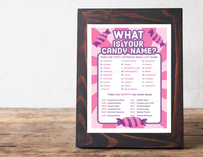 What is Your Candy Name?, Candy Game, Candy Name Tag, Candy Printable ...