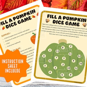 Fill A Pumpkin Dice Game Printable | Instant Download | Print Yourself ...