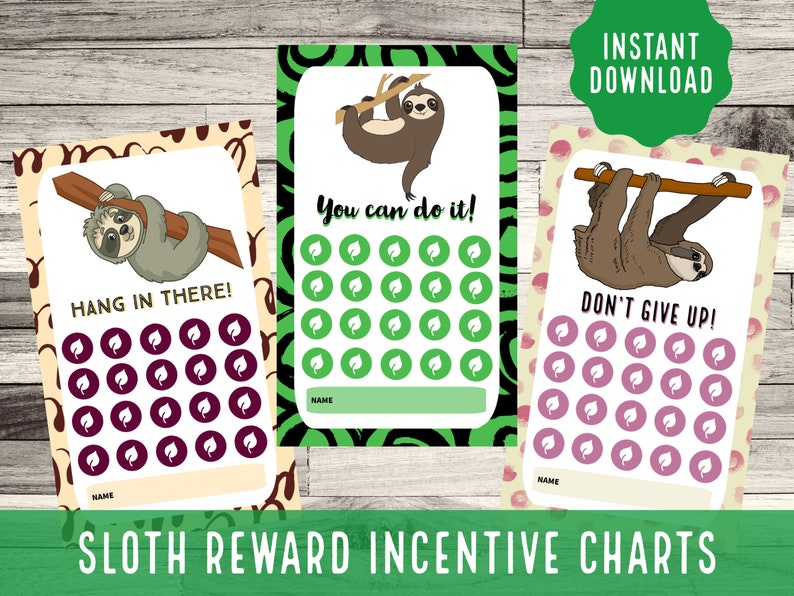 3 Sloth Classroom Reward Incentive Charts | Children Reward ...