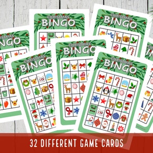 Christmas Bingo Printable, Christmas Green Bingo, Christmas Games ...