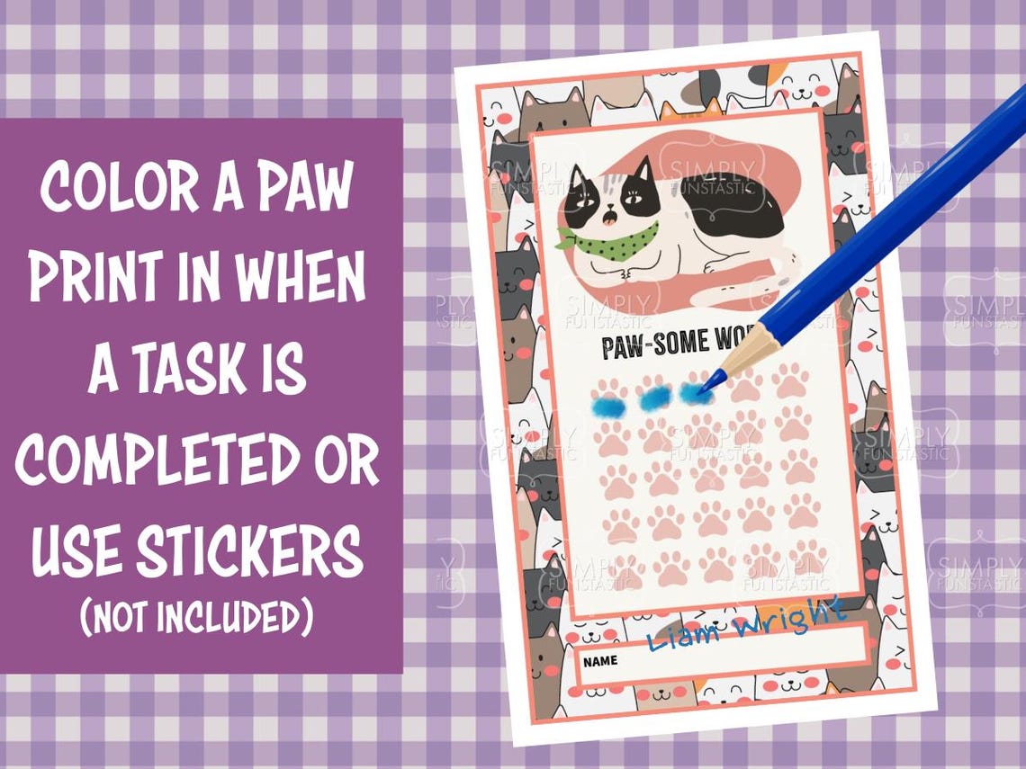 Whimsical Cat Classroom Incentive Charts | Kids Reward System ...