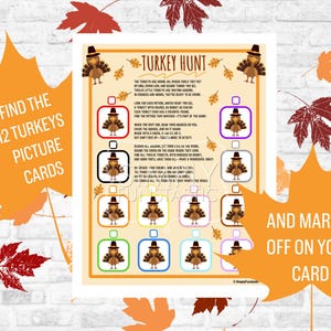 Thanksgiving Turkey Hunt Game for Kids, Printable Children Turkey ...