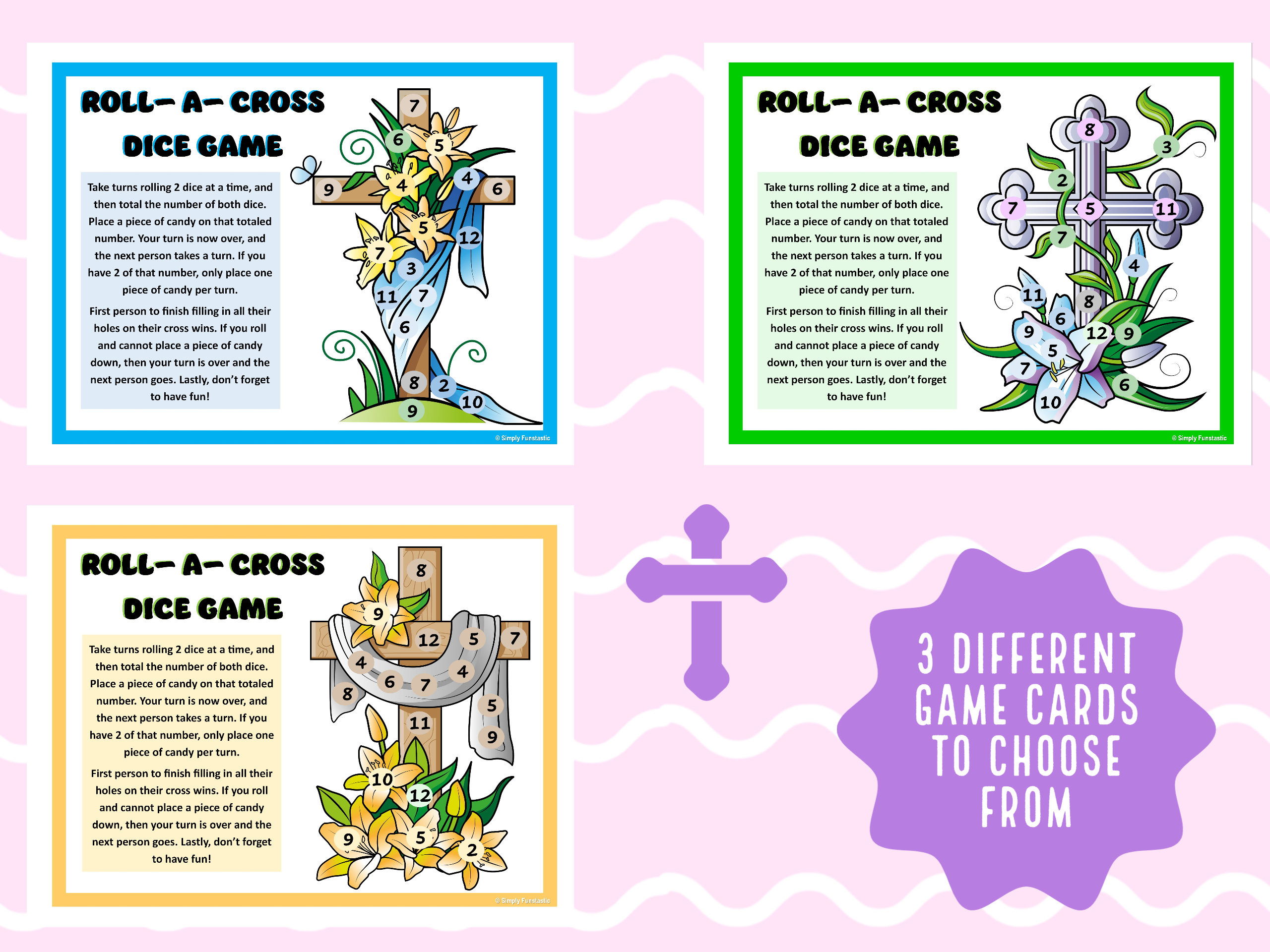 Roll A Cross Dice Game Bible Candy Game Fill in Bible Game Christian ...