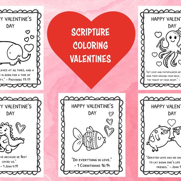 Christian Valentines Love Scripture Cards | Kids Valentine's Day Cards ...
