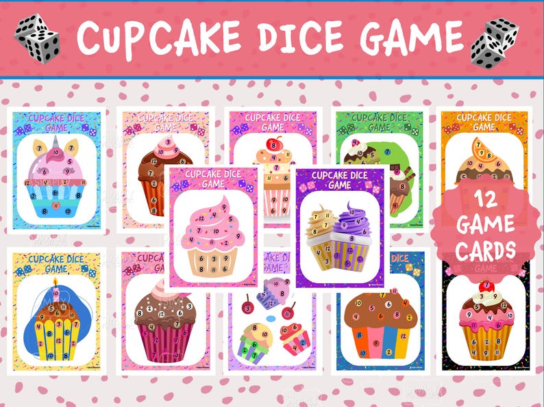 Cupcake Dice Game, Candy Fill, Printable Party Game (digital Download ...