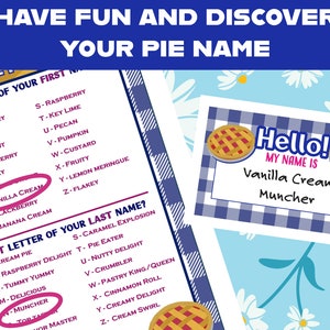 What is Your Pie Name? | Pie Game | Pie Name Tag | Pie Game Printable ...