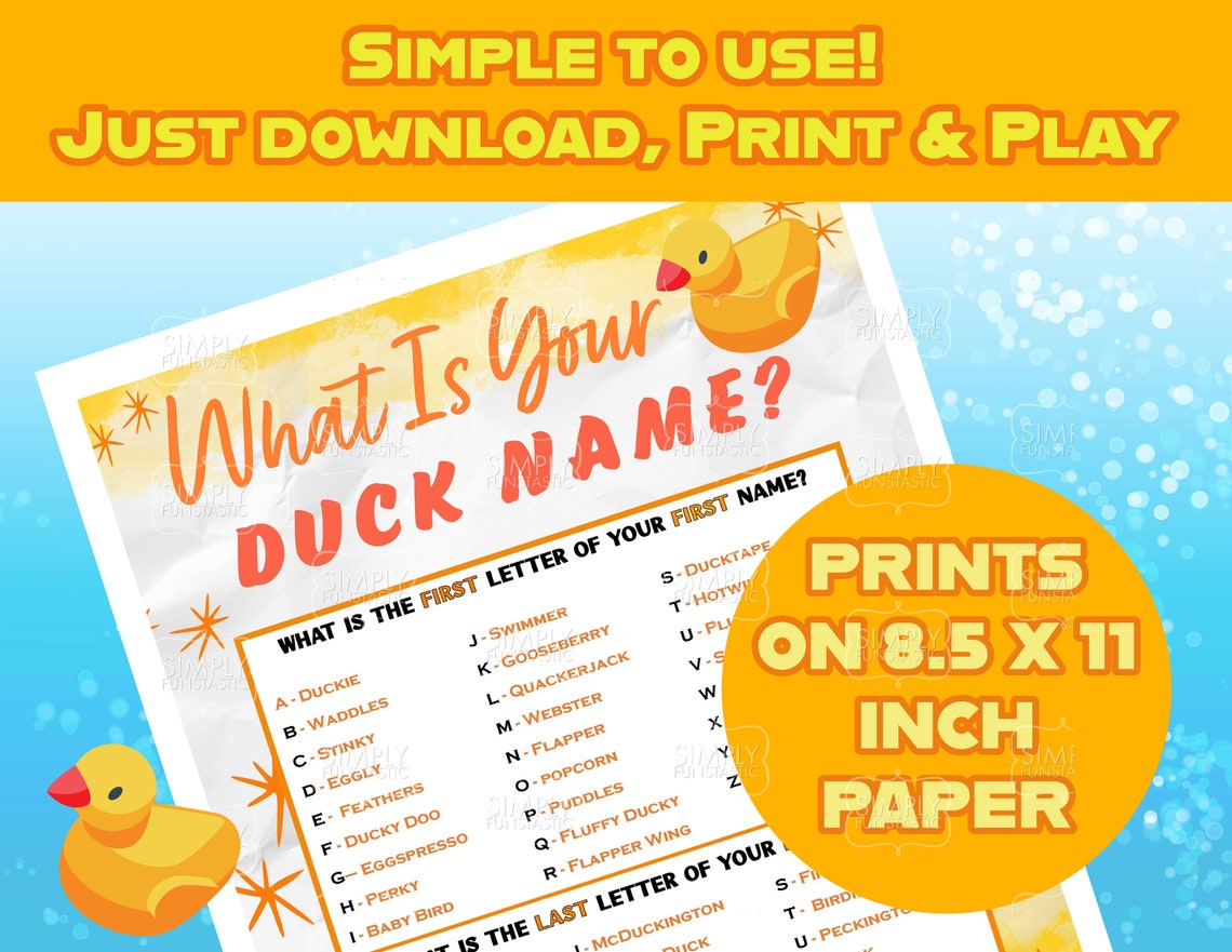 What is Your Duck Name? | Duck Game | Duck Name Tag | Ducky Game ...