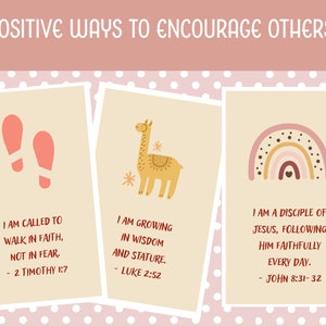 Positive Affirmation Cards for Kids - Scripture-based Bible Verses ...