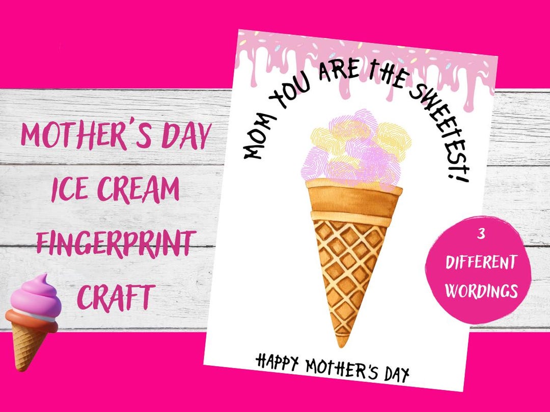 Fingerprint Ice Cream Mother's Day Craft: Printable Gift (PDF) - Etsy