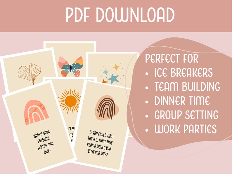 Boho Dinner Party Ice Breaker Cards - 90 Questions for Fun ...