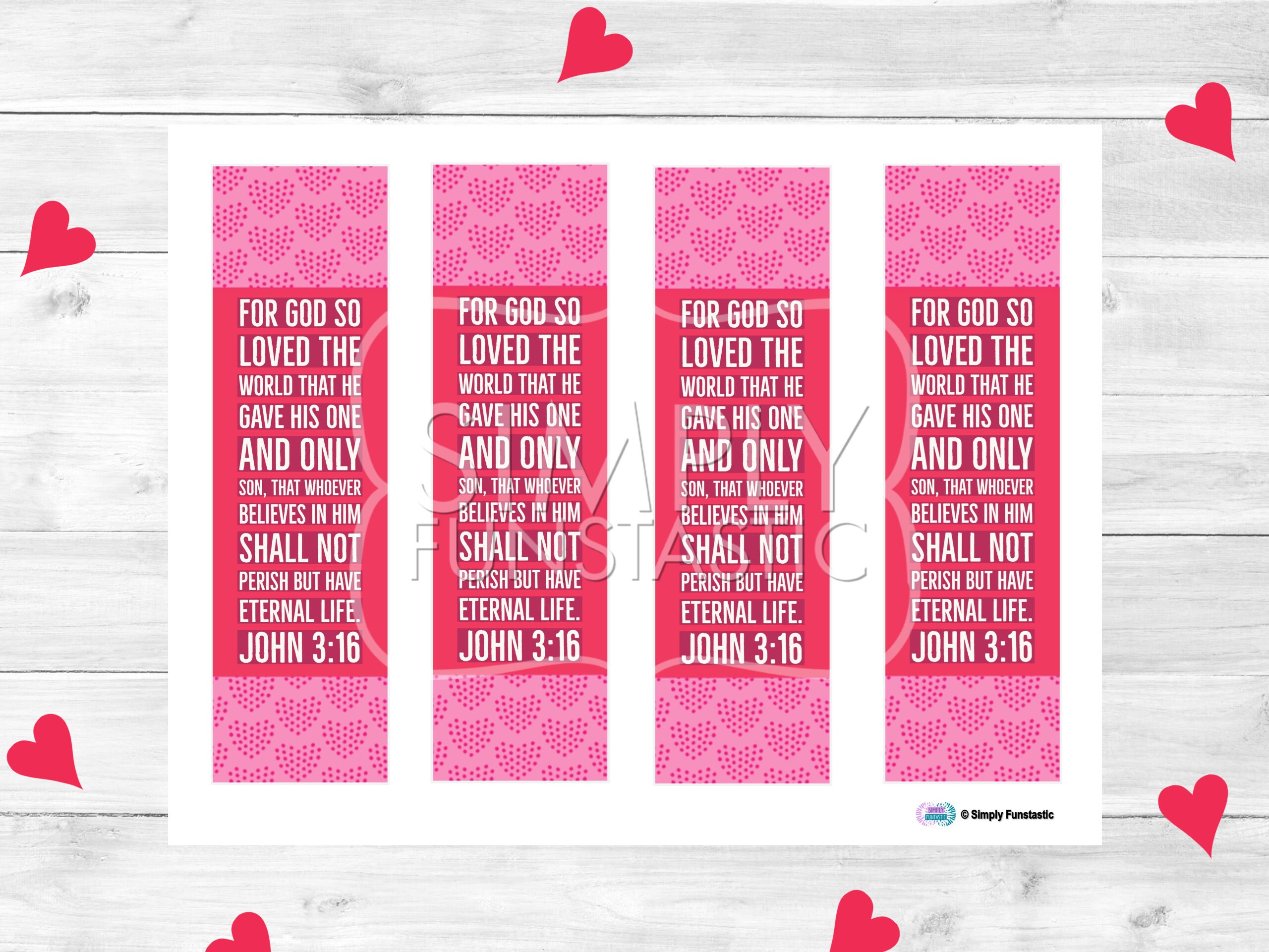 Children's Scripture Bookmarks Set of 4 Valentine Sunday School God's ...