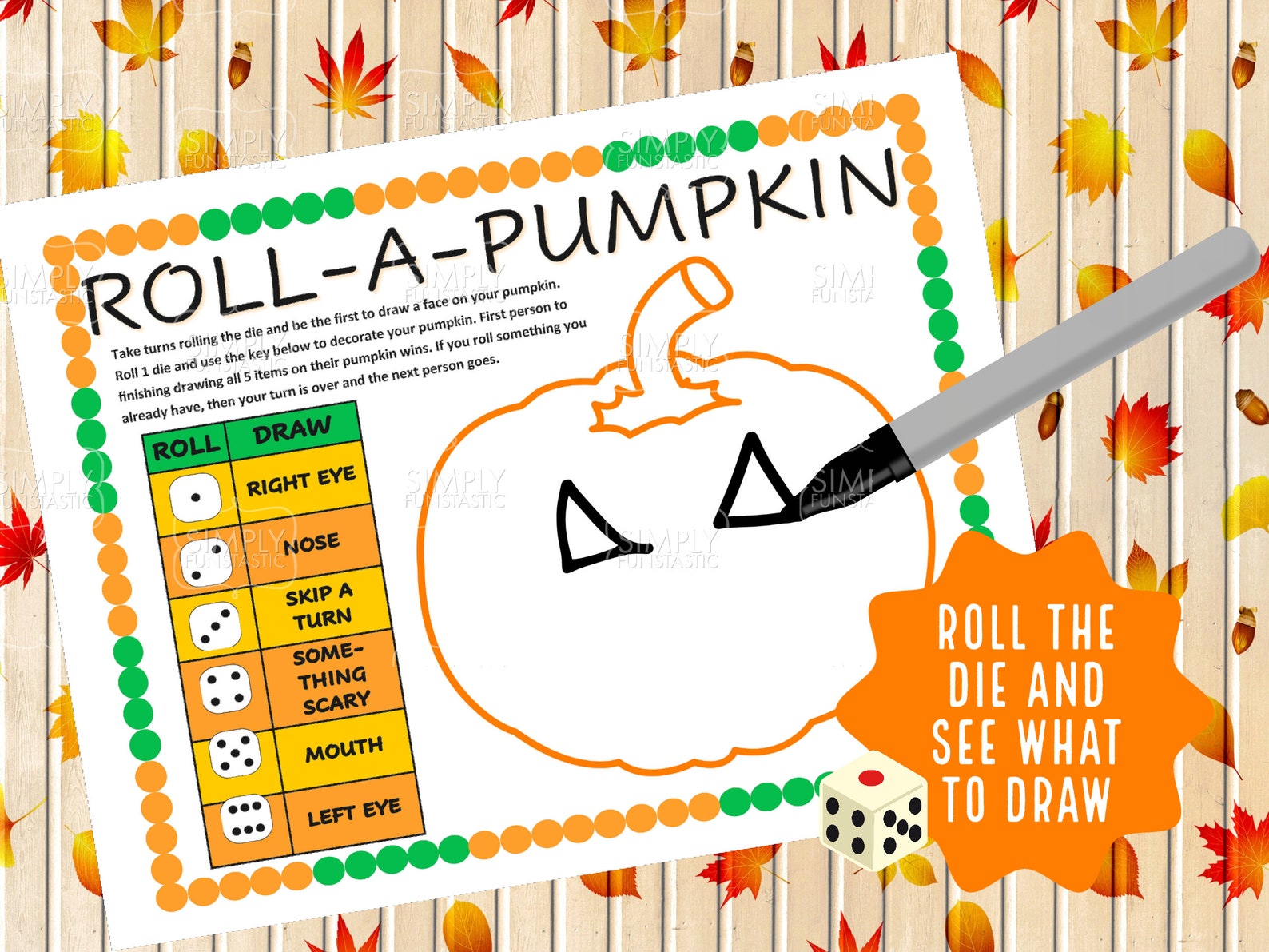 Roll a Pumpkin Game: Fall Halloween Party Activity (PDF) - Etsy
