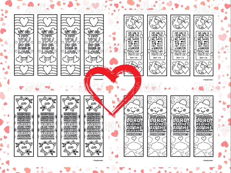 Color Your Bookmarks Love Bible Verses, Valentine Scripture Bookmarks ...