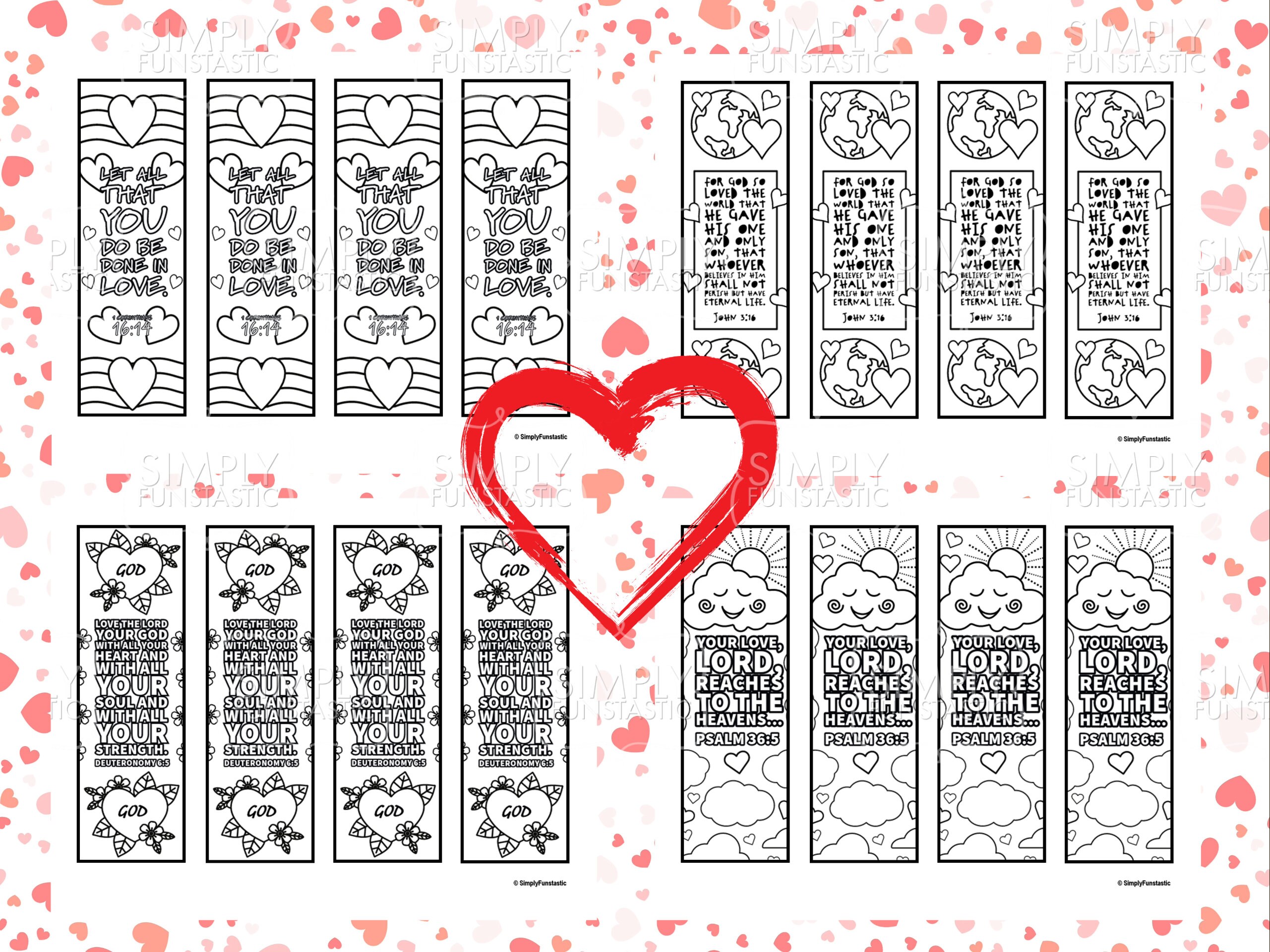 Color Your Bookmarks Love Bible Verses, Valentine Scripture Bookmarks ...