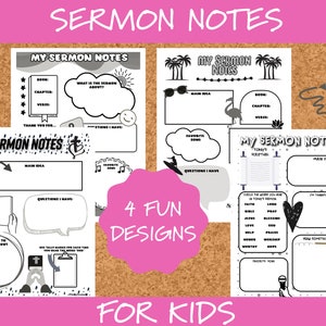 Kids Sermon Notes Worksheet: Christian Church Activity (download Print ...