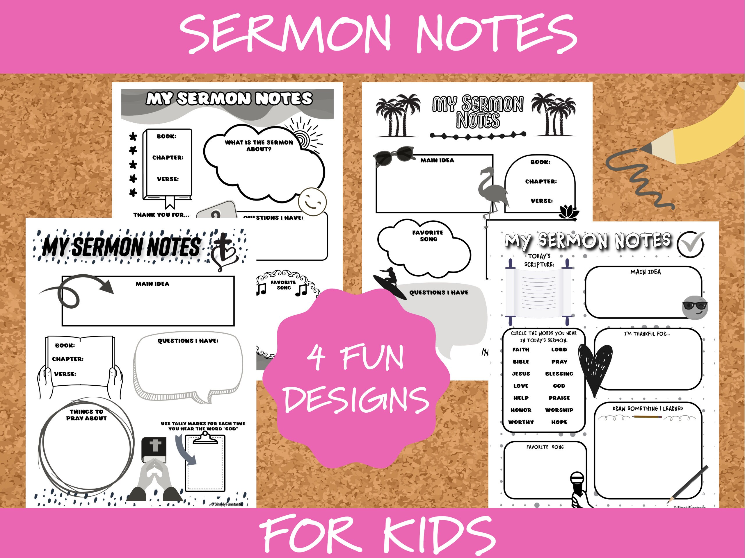 Kids Sermon Notes Worksheet: Christian Church Activity (download Print ...