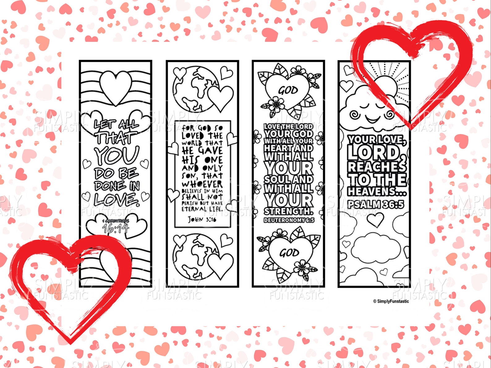 Color Your Bookmarks Love Bible Verses, Valentine Scripture Bookmarks ...