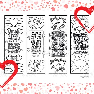 Color Your Bookmarks Love Bible Verses, Valentine Scripture Bookmarks ...