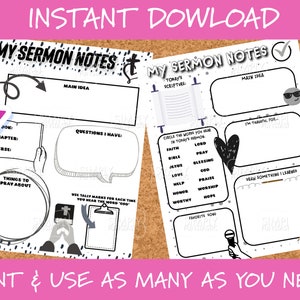 Kids Sermon Notes Worksheet: Christian Church Activity (download Print ...
