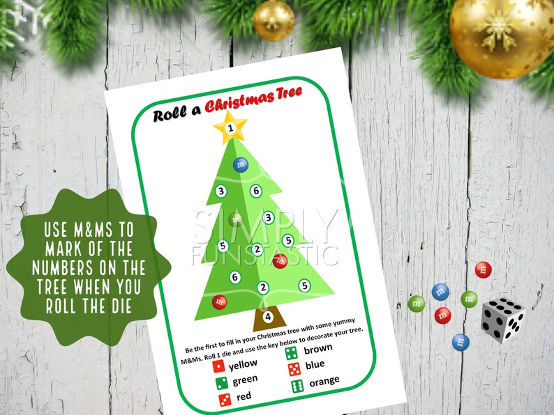 Christmas Kids Table Game, Roll A Tree, Printable Holiday Game, Kids ...