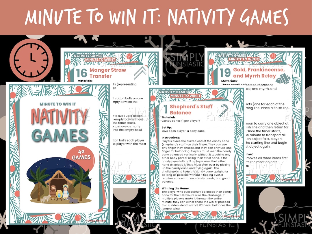 Nativity Minute to Win It Games, Printable Christmas Nativity Games ...
