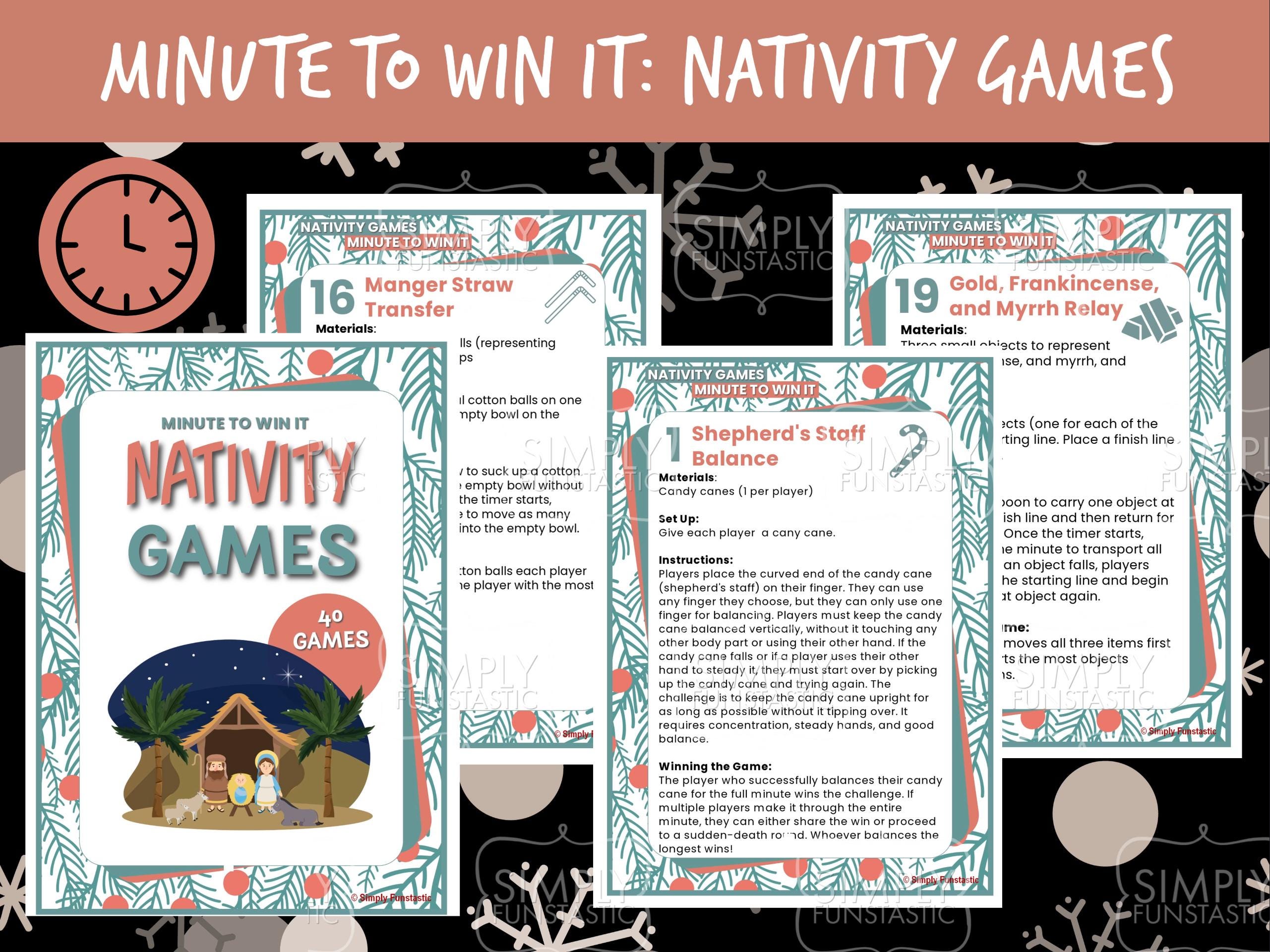 Nativity Minute to Win It Games, Printable Christmas Nativity Games ...