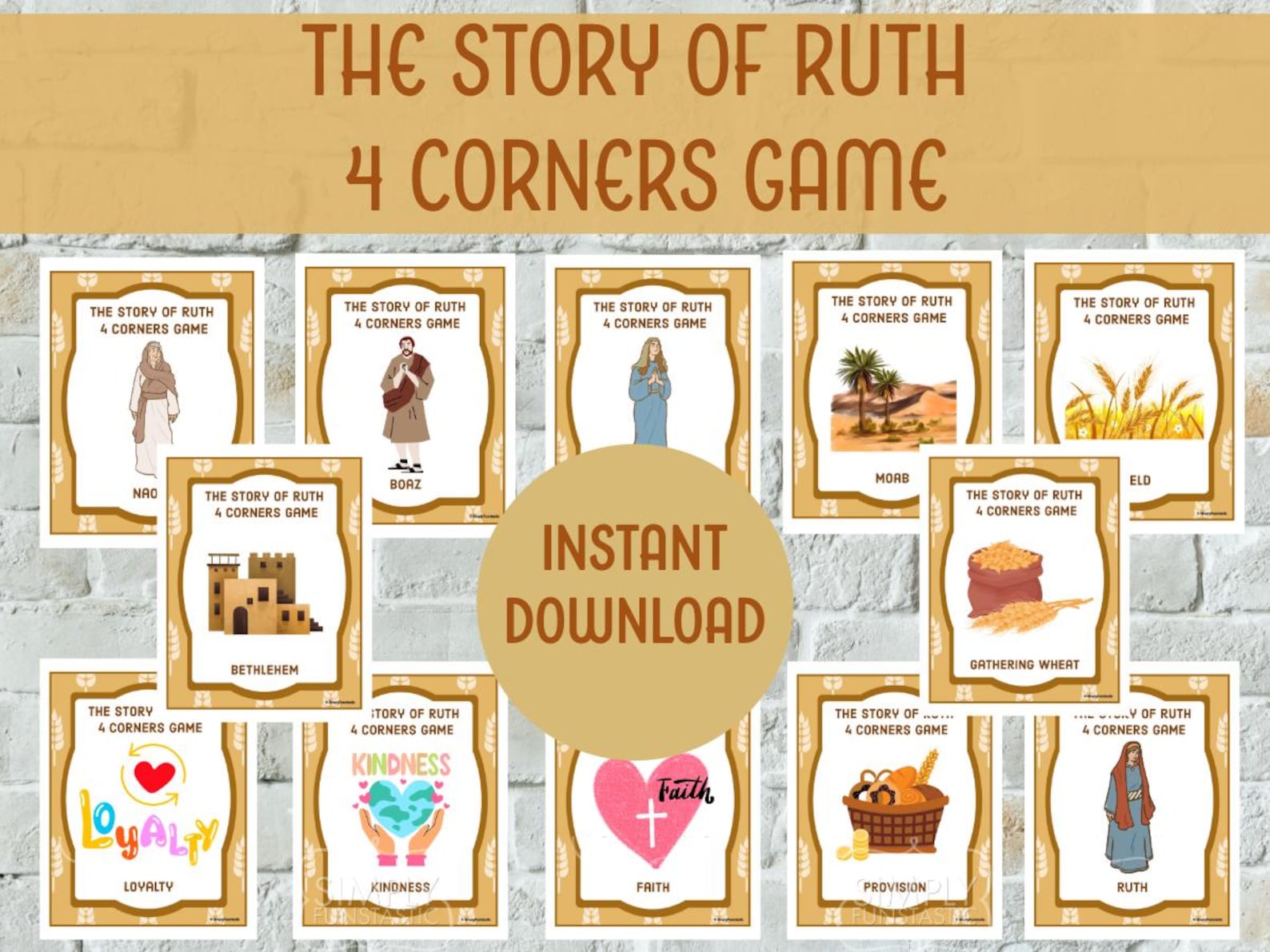 Story of Ruth 4 Corners Game: Bible Lesson Activity (printable PDF ...