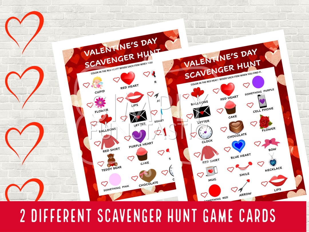 Valentine's Day Scavenger Hunt Instant Download Print Yourself 2 ...