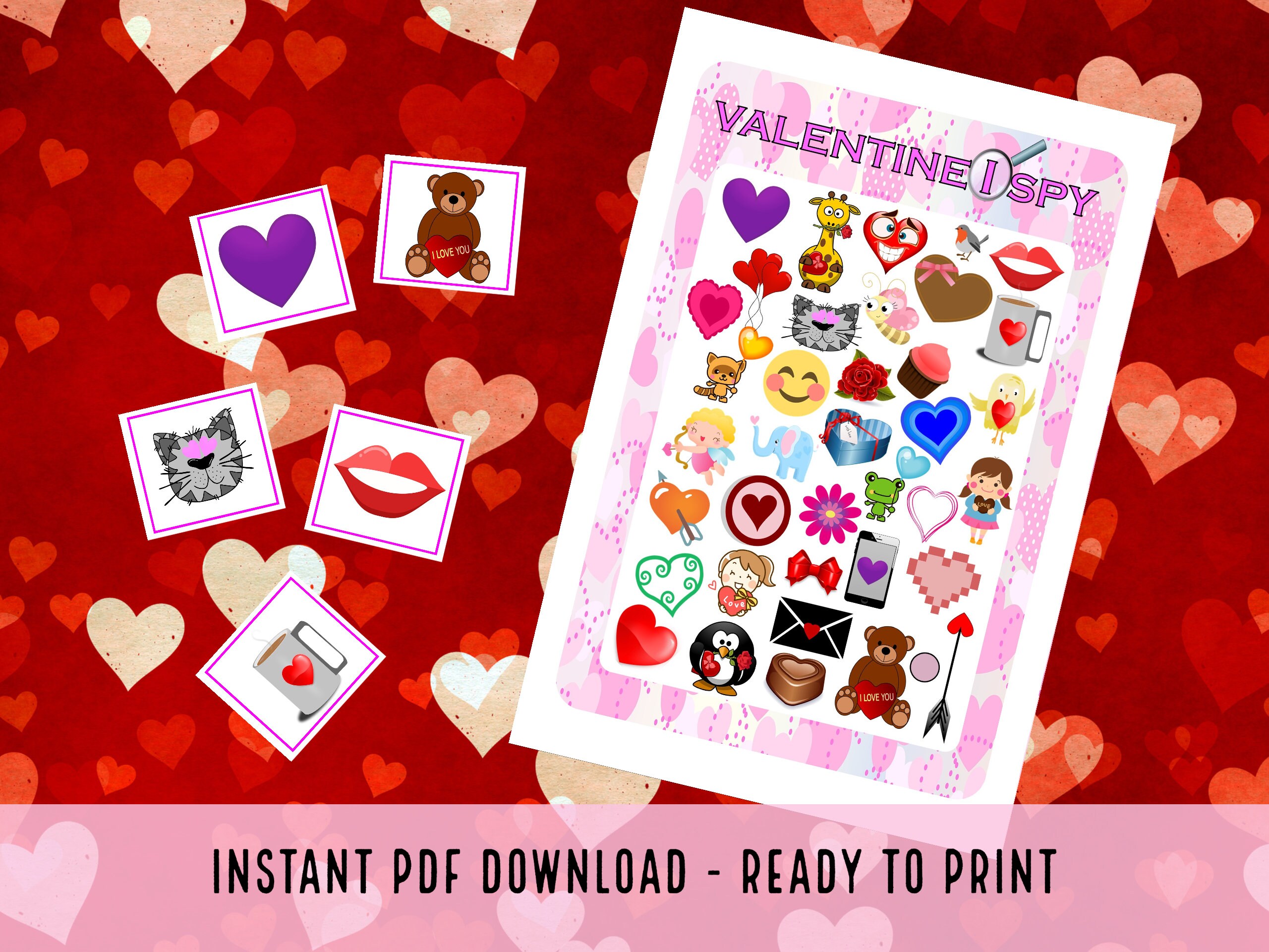 Classroom Valentine's Day I Spy Printable Instant - Etsy