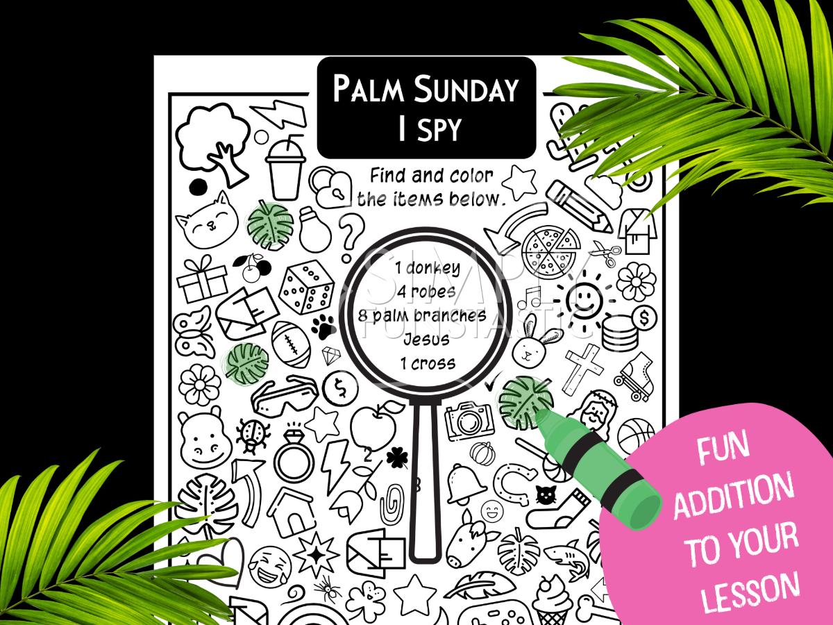 Palm Sunday I Spy Game: Find and Color Activity (printable) Bible Study ...