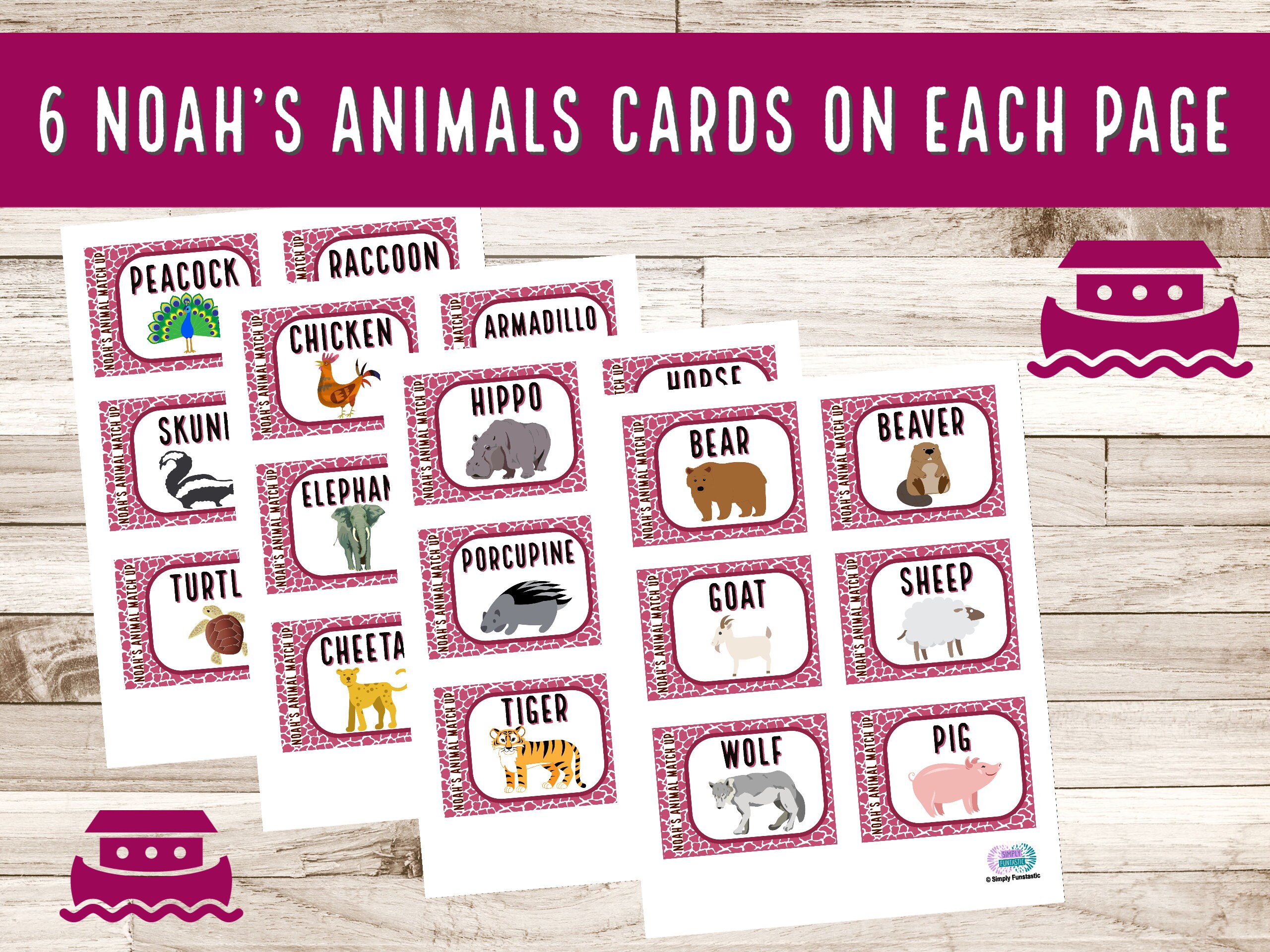 Noah's Animals Match up Card Game | Bible on the Back Game | Christian ...