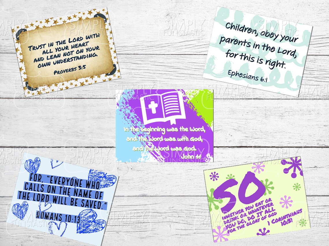 30 Kids Scripture Cards Children's Memory Verse Cards - Etsy