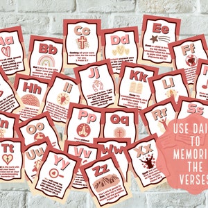 ABC Bible Scripture Flashcards, Memorization Bible Verse Alphabet Card ...