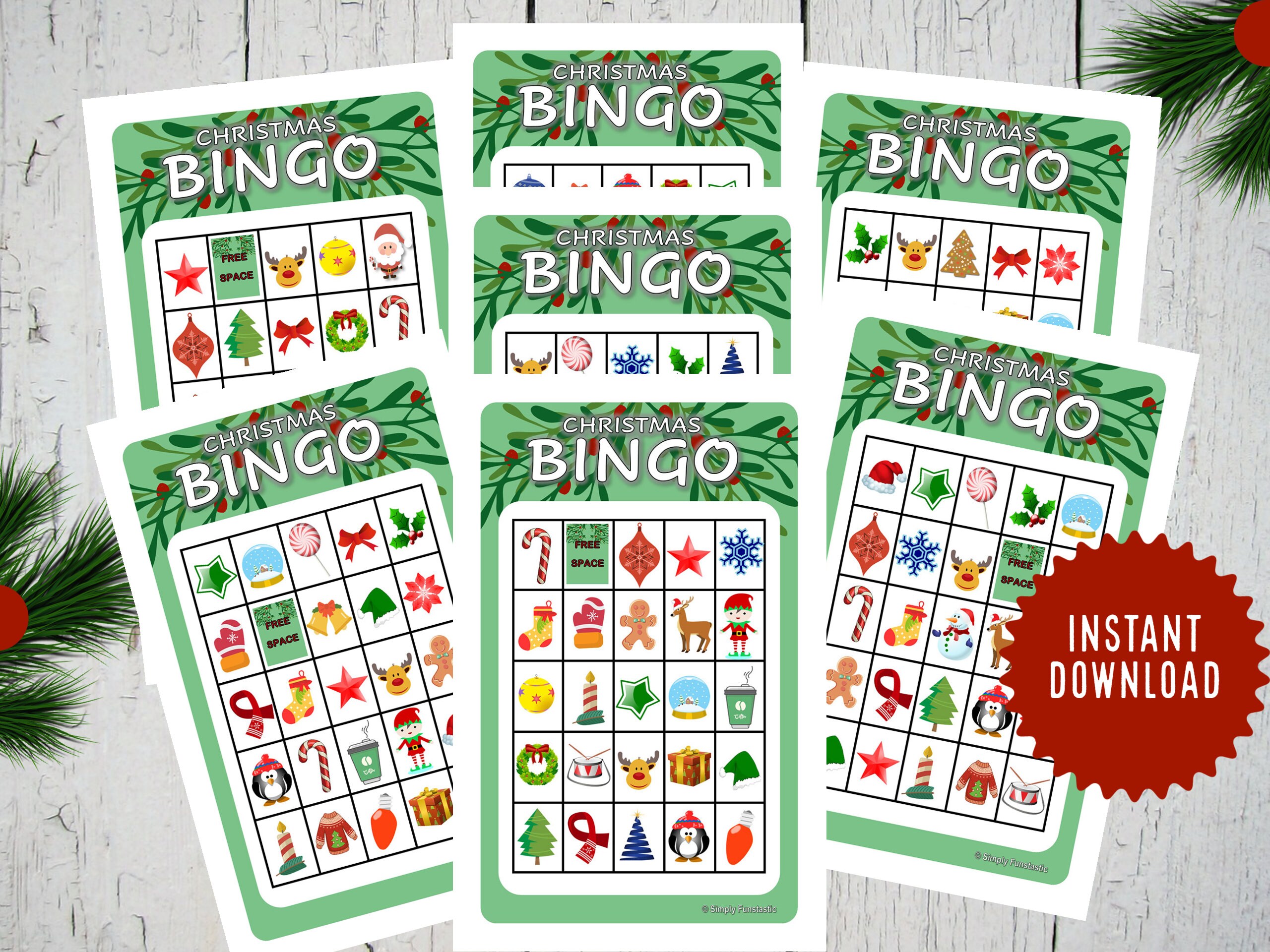 Christmas Bingo Printable, Christmas Green Bingo, Christmas Games ...