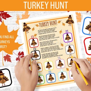 Thanksgiving Turkey Hunt Game for Kids, Printable Children Turkey ...