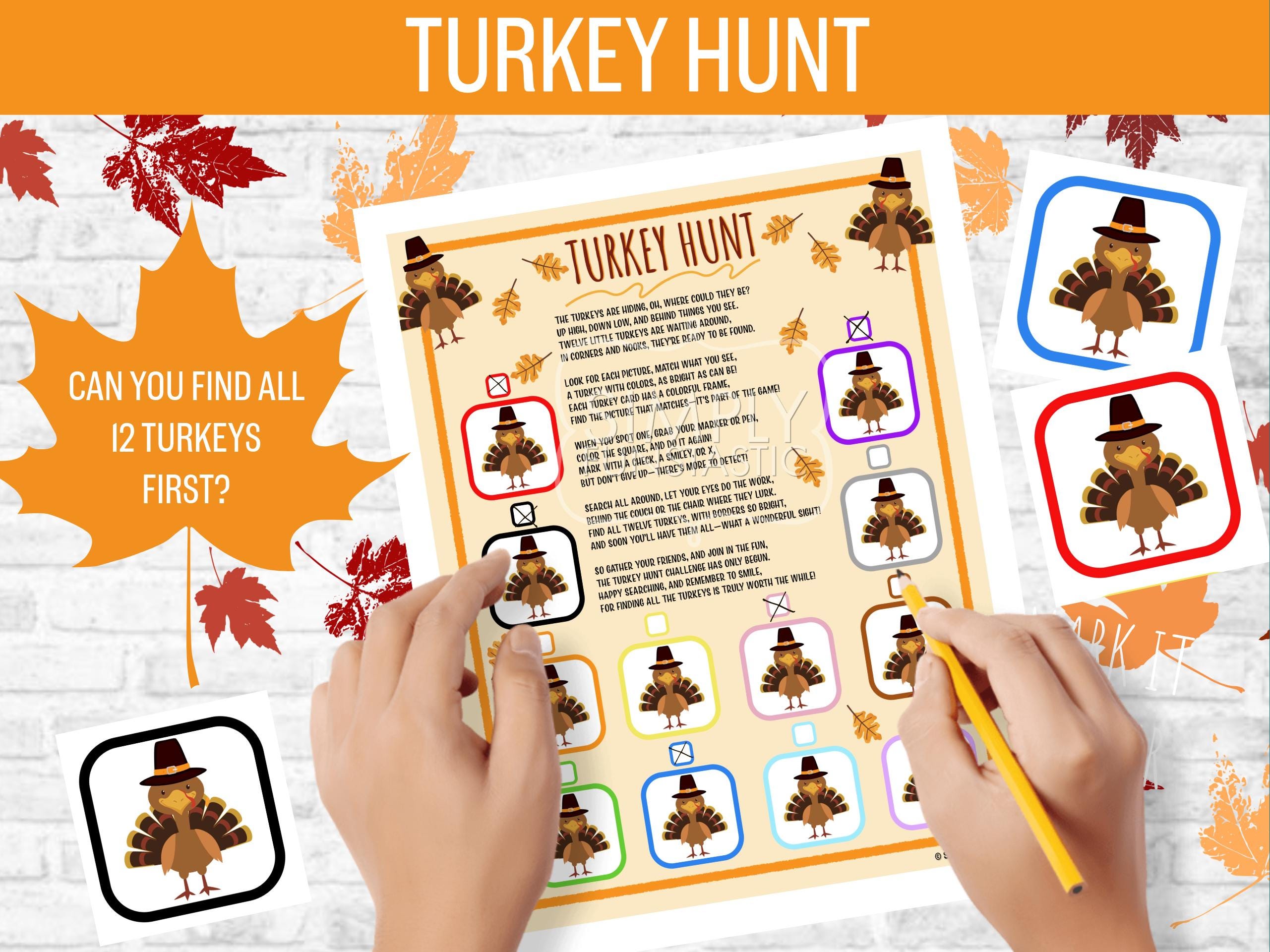 Thanksgiving Turkey Hunt Game for Kids, Printable Children Turkey ...