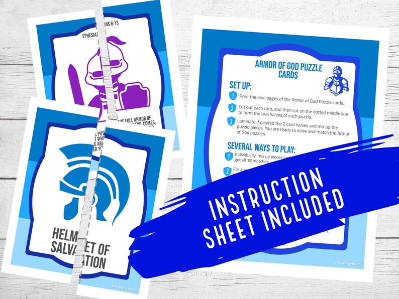 Armor of God Puzzle Cards | Armor Puzzle Game | Armor of God Game ...