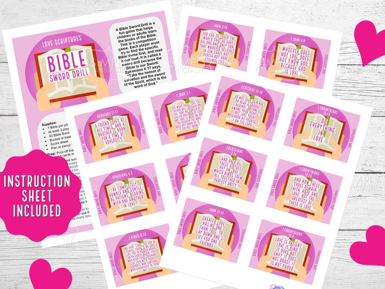 Love Scriptures Bible Sword Drill Game Scripture Hunt 60 Verse Cards ...