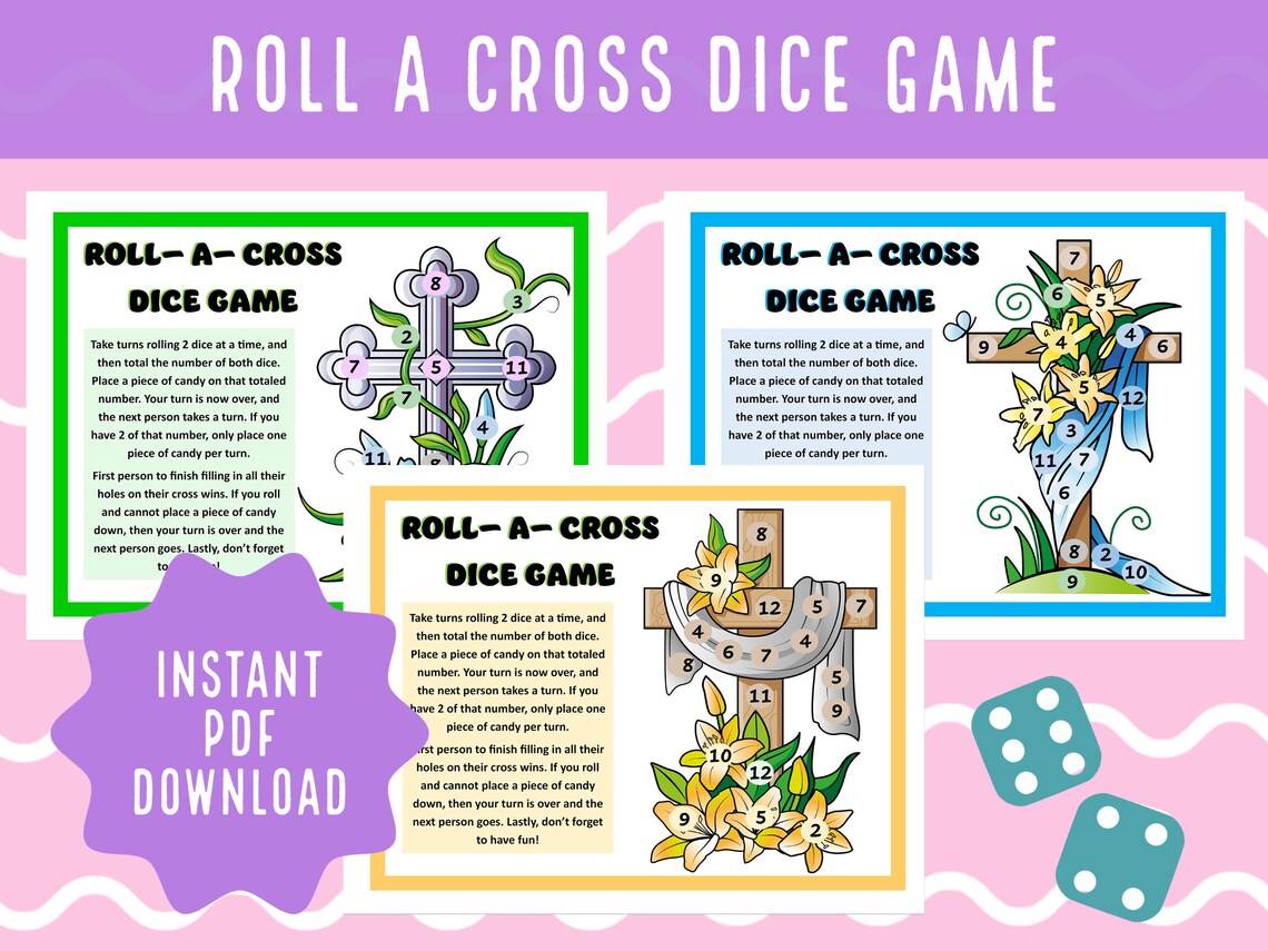 Roll A Cross Dice Game | Bible Candy Game | Fill in Bible Game ...