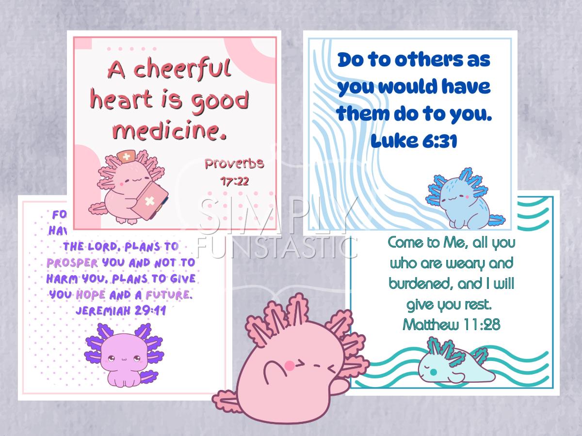 Axolotl Scripture Cards for Kids: Christian Memory Verse (digital ...