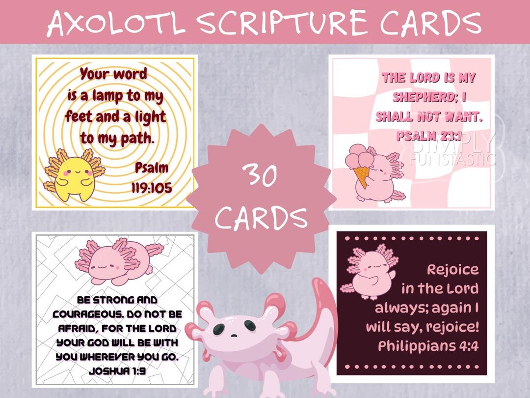 Axolotl Scripture Cards for Kids: Christian Memory Verse (digital ...