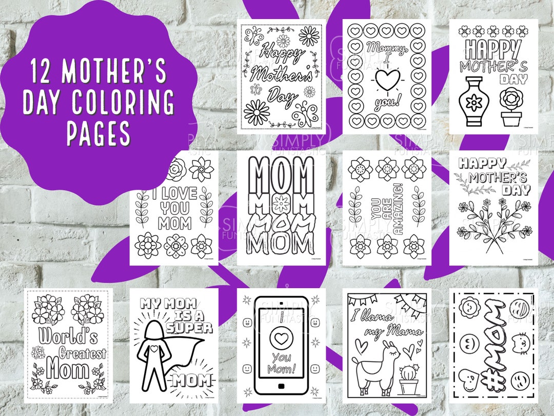 Mother's Day Coloring Pages for Kids: Llama Mama Printable (PDF) - Etsy