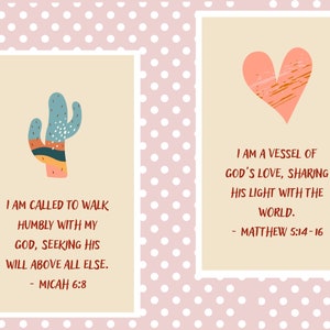 Positive Affirmation Cards for Kids - Scripture-based Bible Verses ...